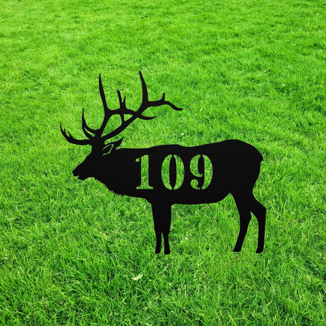 Deer Address House Sign, Deer Metal Address Steel Yard Sign, Deer ...