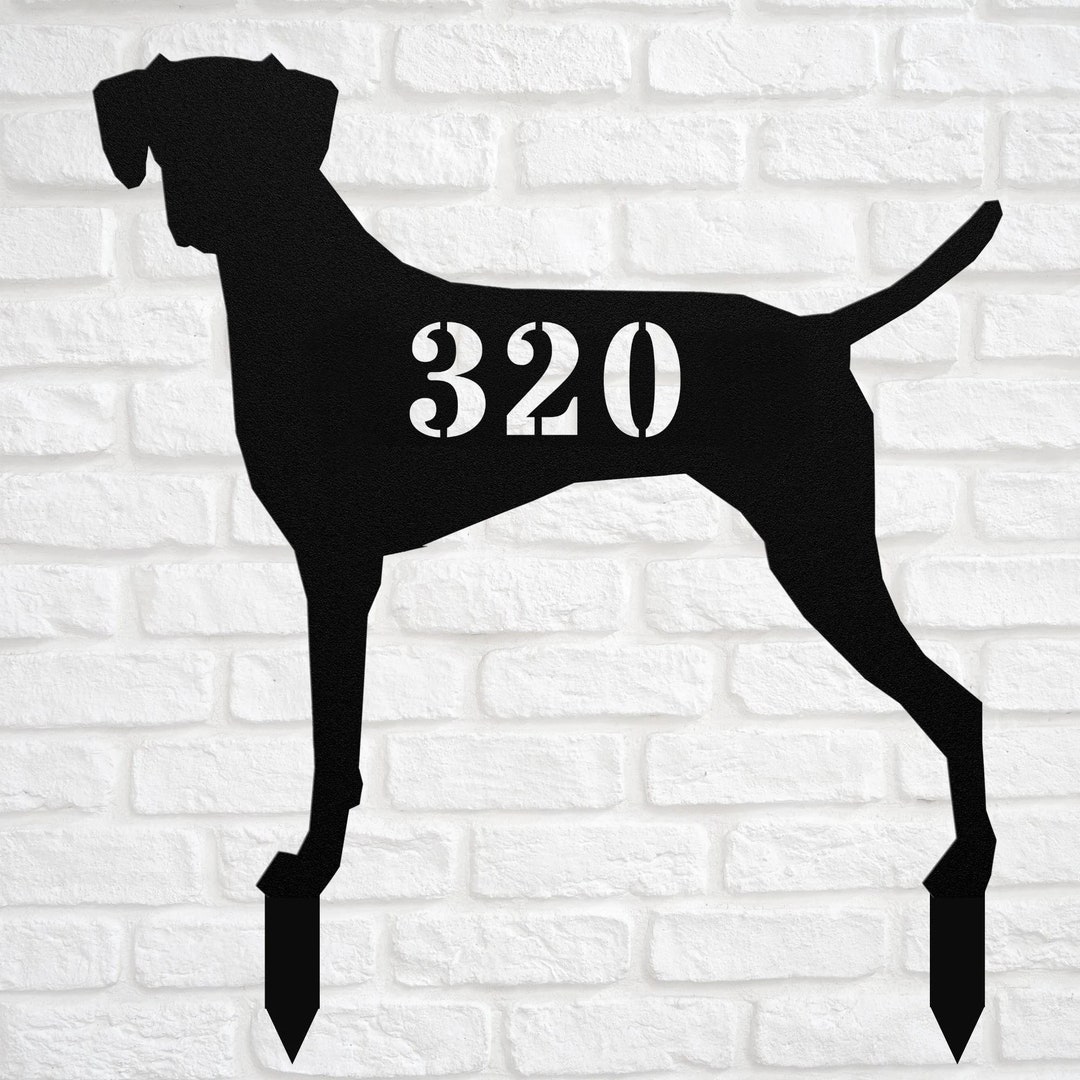 Vizsla House Number Sign Yard Address Plaque Garden Lawn Stake Metal ...