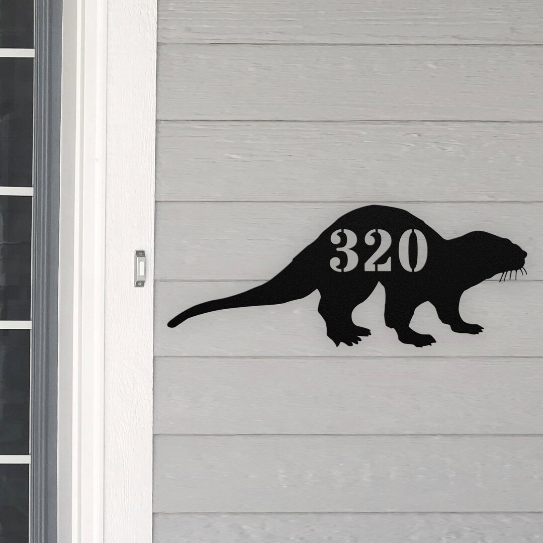 Personalized Sea Otter Address House Number Sign Sea Coastal Metal Wall ...