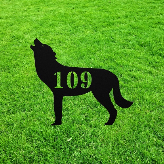Wolf Address House Sign Wolf Metal Address Steel Yard Sign | Etsy