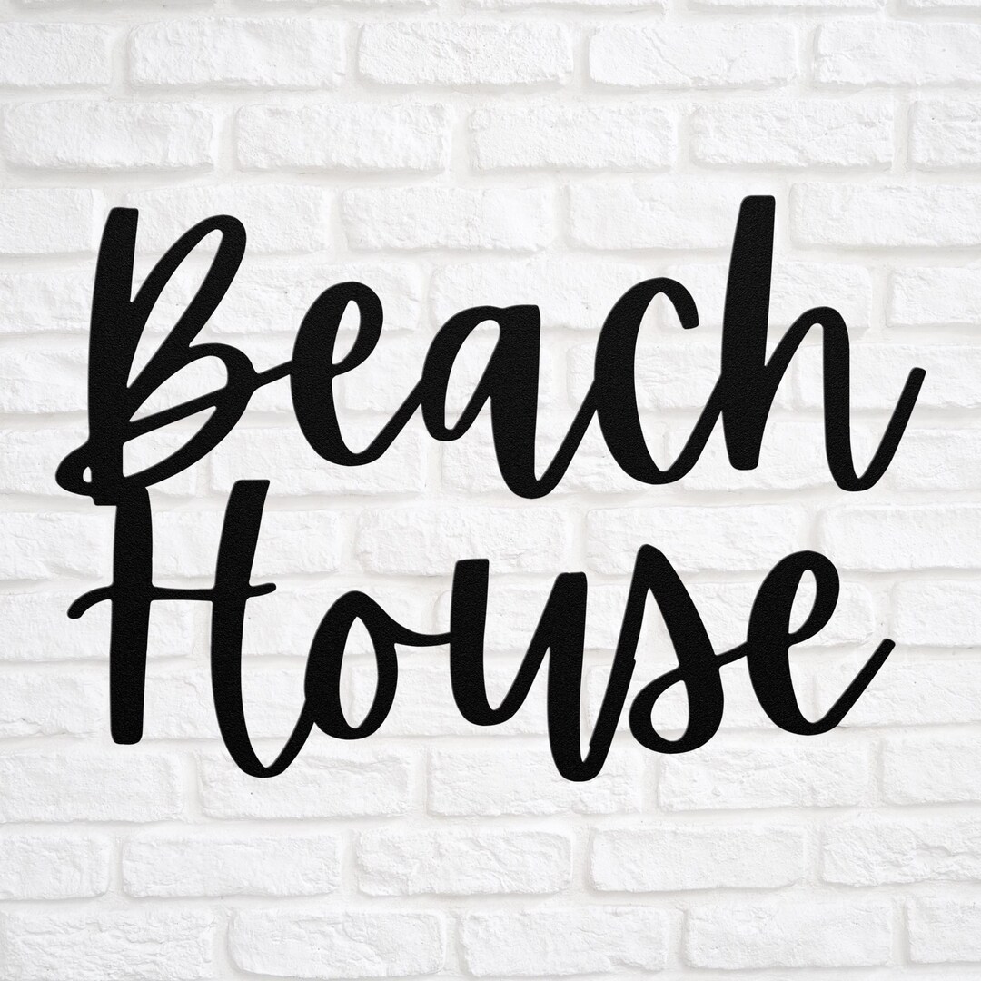 Beach House Sign, Your Name Home Sign, Blue Metal Cabin Home Decor ...