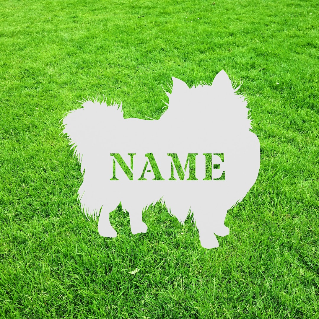 White Pomeranian Garden Statue Stake, Custom Pomeranian Outdoor Yard ...