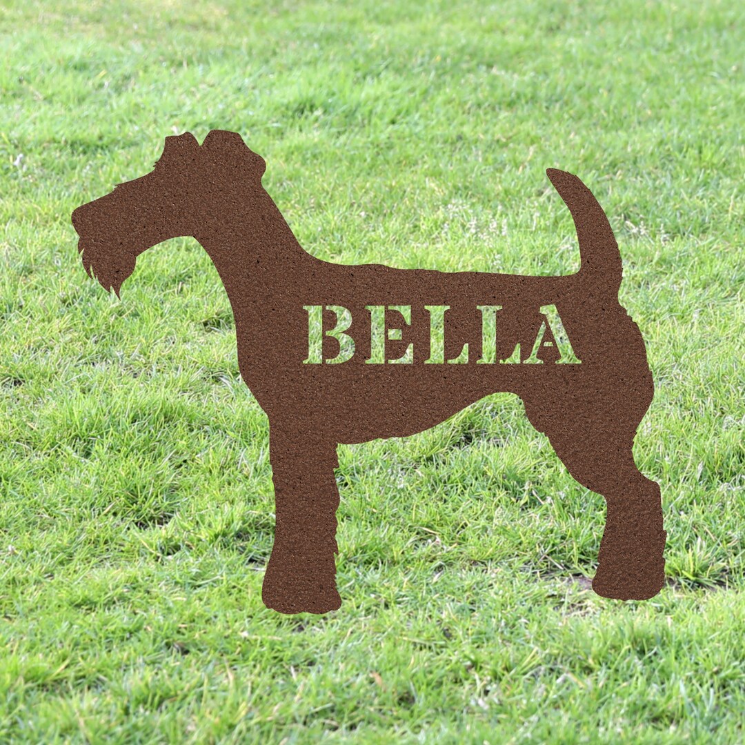 Wire Fox Terrier House Number Sign Yard Address Plaque Garden Lawn ...