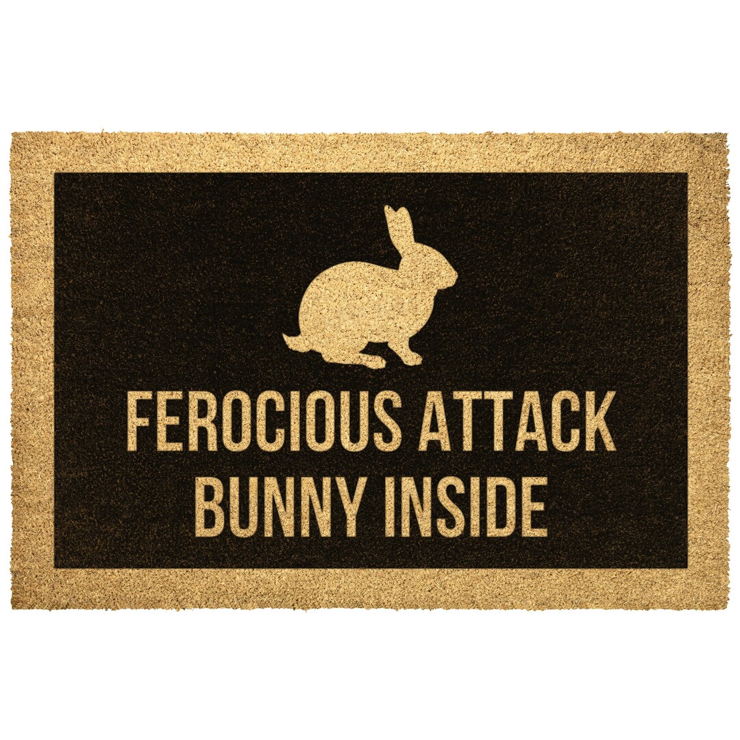 Ferocious Attack Bunny Inside Funny Doormat, Rabbit Welcome Mat ...