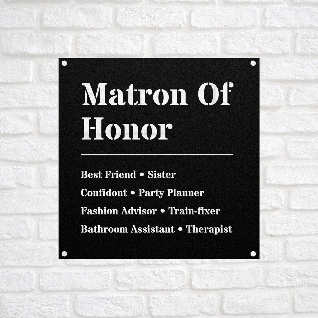 Matron of Honor Definition Sign Metal Plaque - Etsy