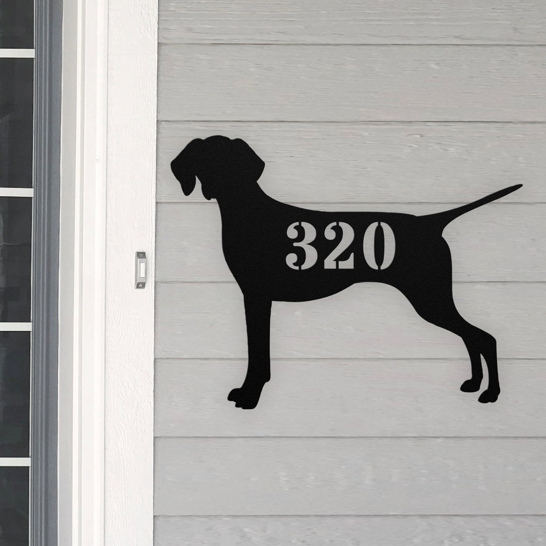 Personalized English Pointer Address House Number Sign Metal Wall Art ...