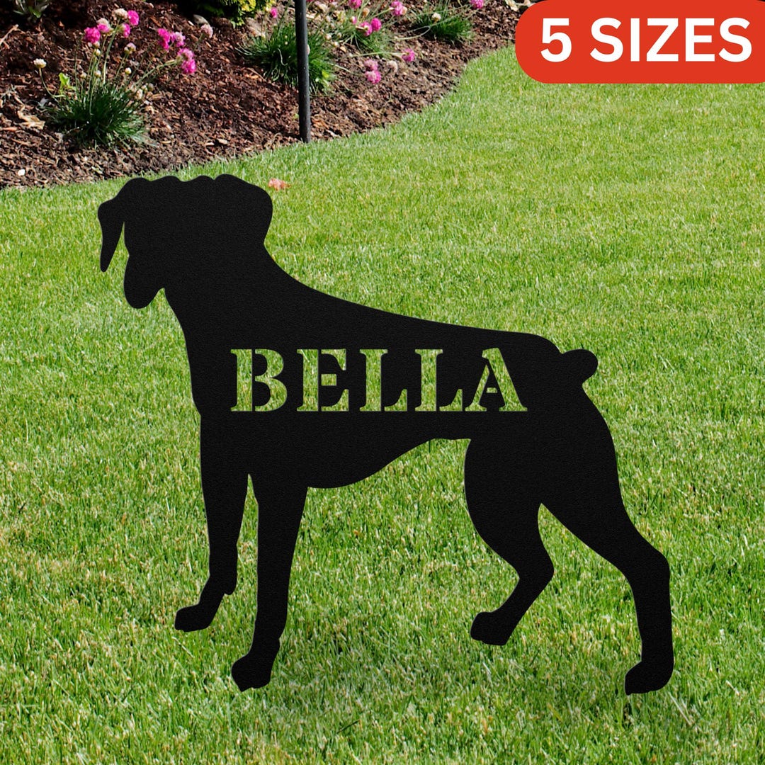 Personalized Boxer Dog Garden Statue Stake, Custom Boxer Dog Outdoor ...