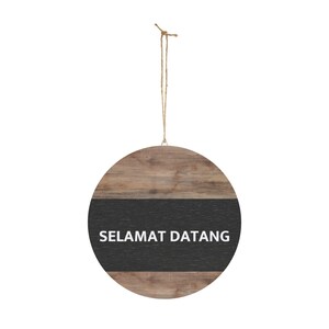 Indonesian Sign Selamat Datang Door Hanger Wood Sign Front Door Wreath ...