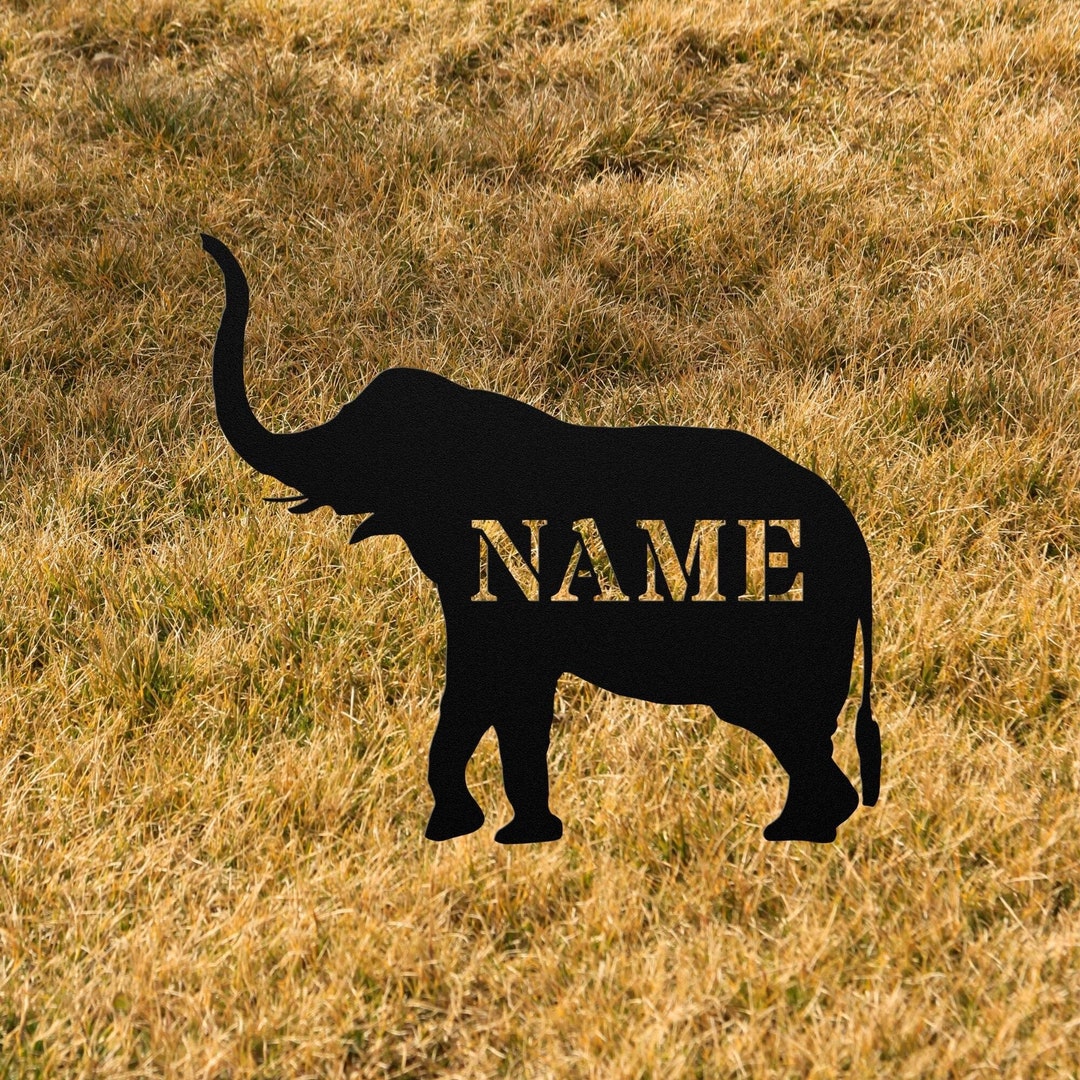 Personalized Elephant Garden Statue Stake, Custom Elephant Outdoor Yard ...