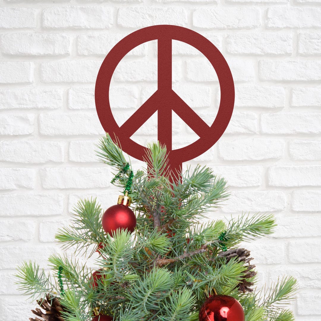 Peace Sign Tree Topper - Red Metal Tree Topper - Etsy