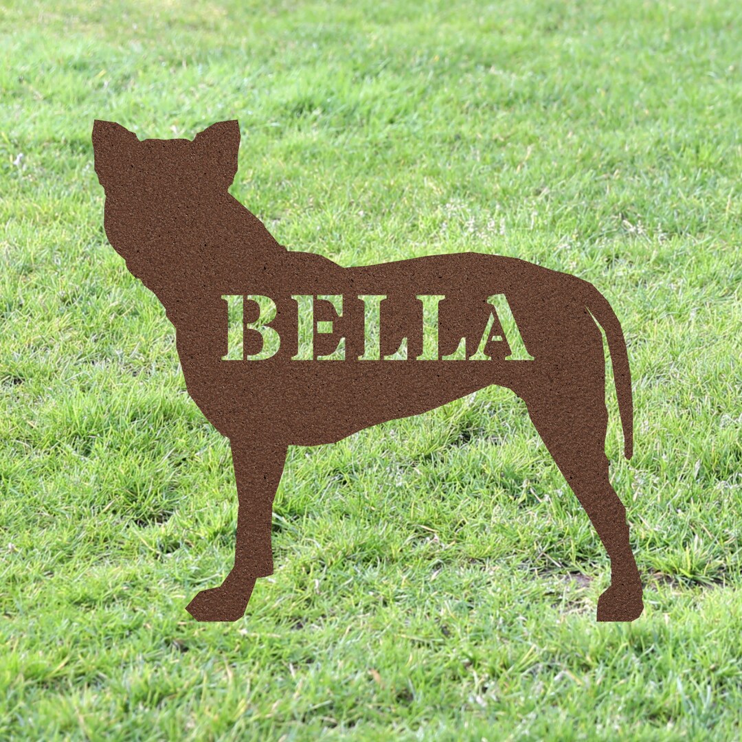 Personalized Pitbull Garden Statue Stake, Custom Pitbull Outdoor Yard ...