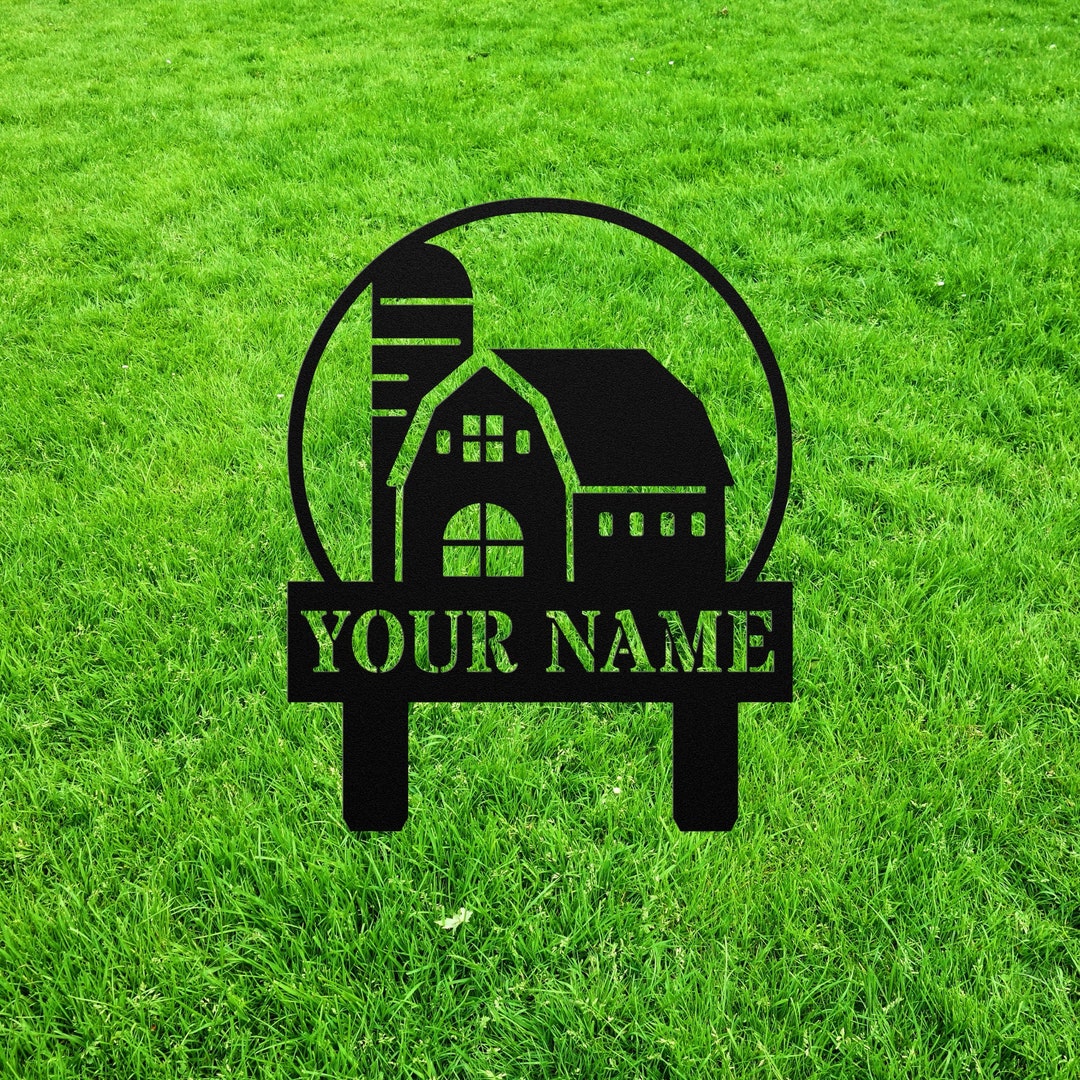 Custom Farm Barn Yard Sign Stake, Personalized Farm Metal Monogram ...
