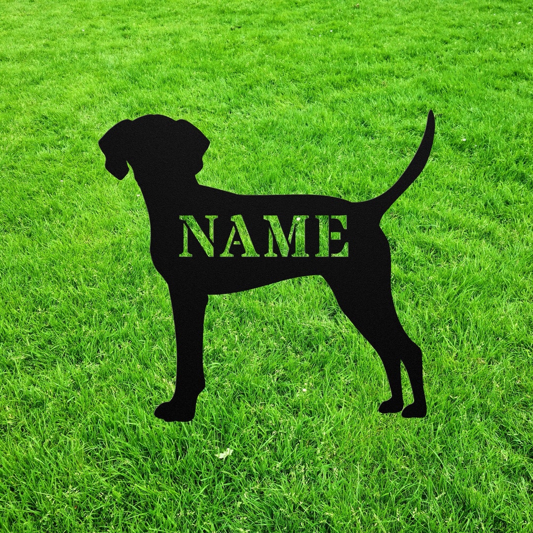 Personalized Coonhound Statue Stake, Custom Coonhound Dog Outdoor Yard ...