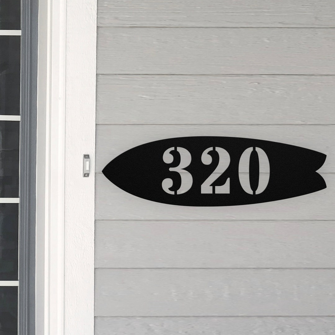 Personalized Surfboard Surfing Address House Number Sign Metal Wall Art ...
