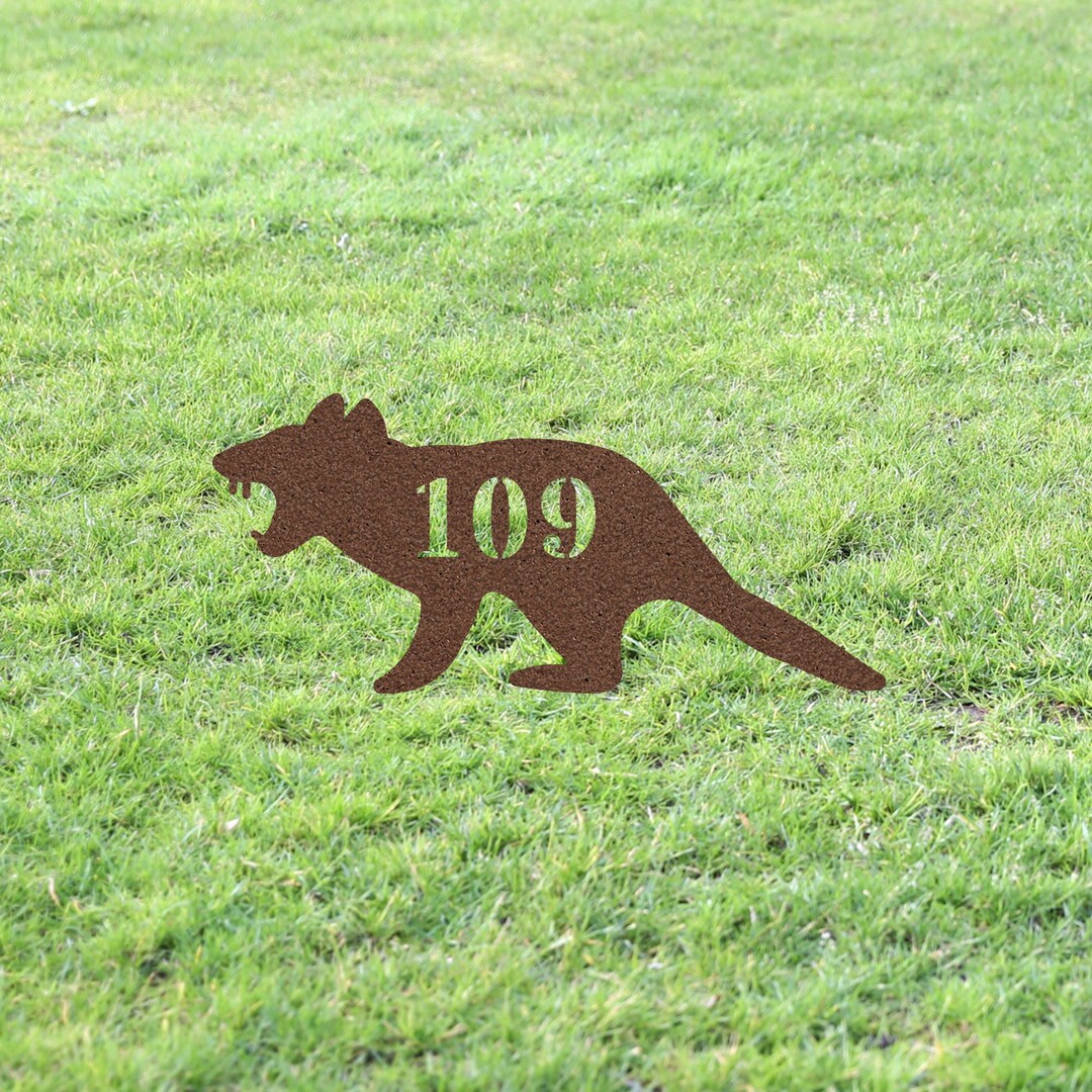 Tasmanian Devil House Number Sign Yard Address Plaque Garden Lawn Stake ...