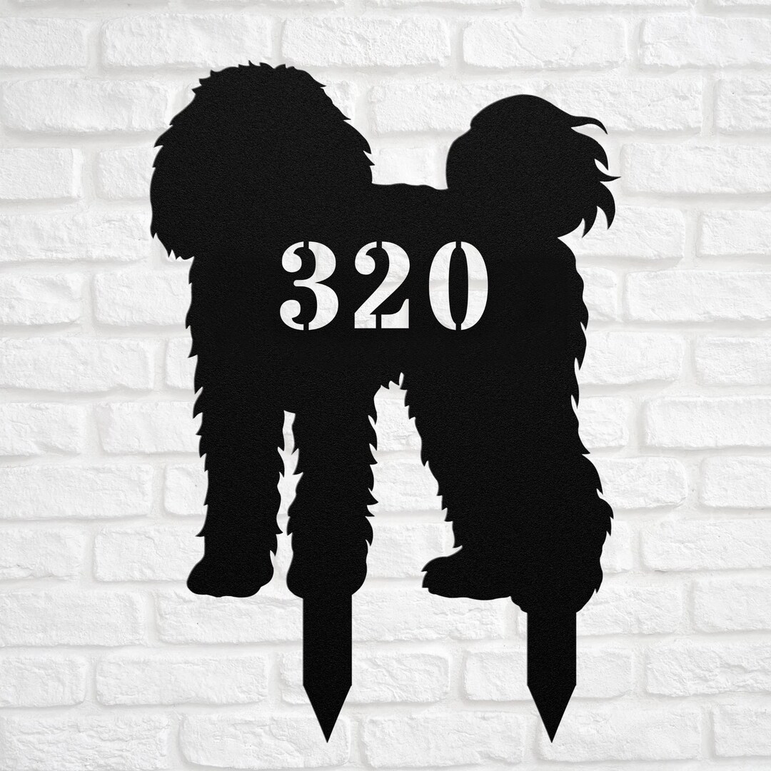 Goldendoodle House Number Sign Yard Address Plaque Garden Lawn Stake ...