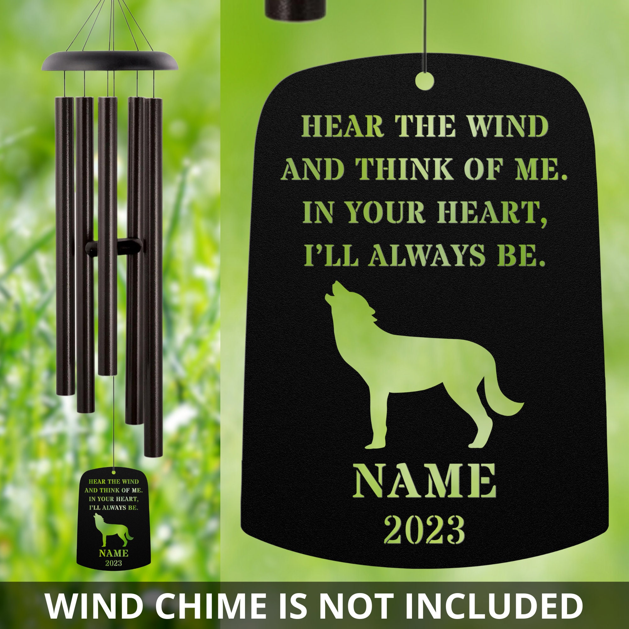 Wolf Wind Chime Sail Wolf Memorial Wolf Loss Gift Sympathy Bereavement ...