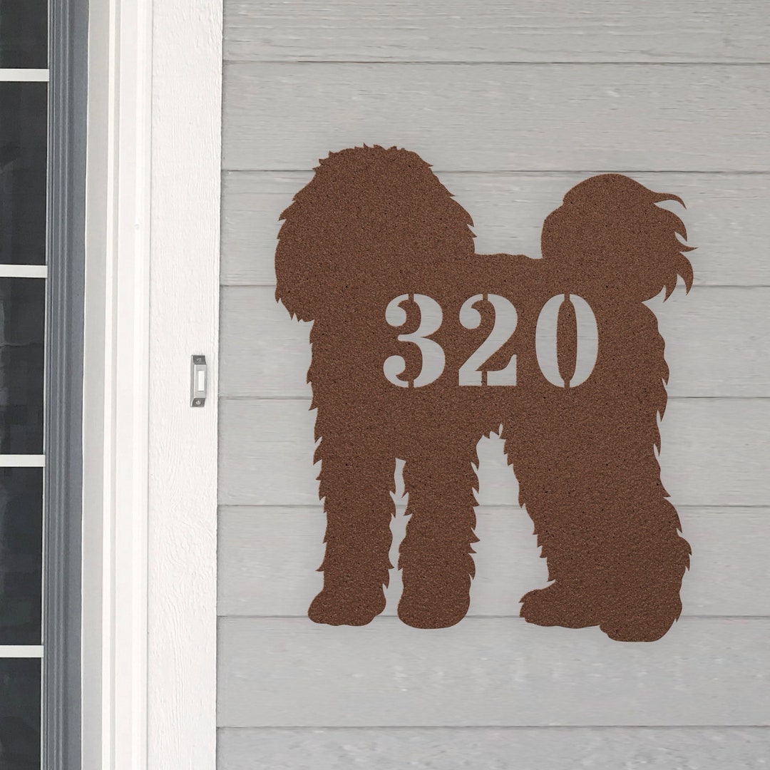 Personalized Goldendoodle Address House Number Sign Metal Wall Art ...