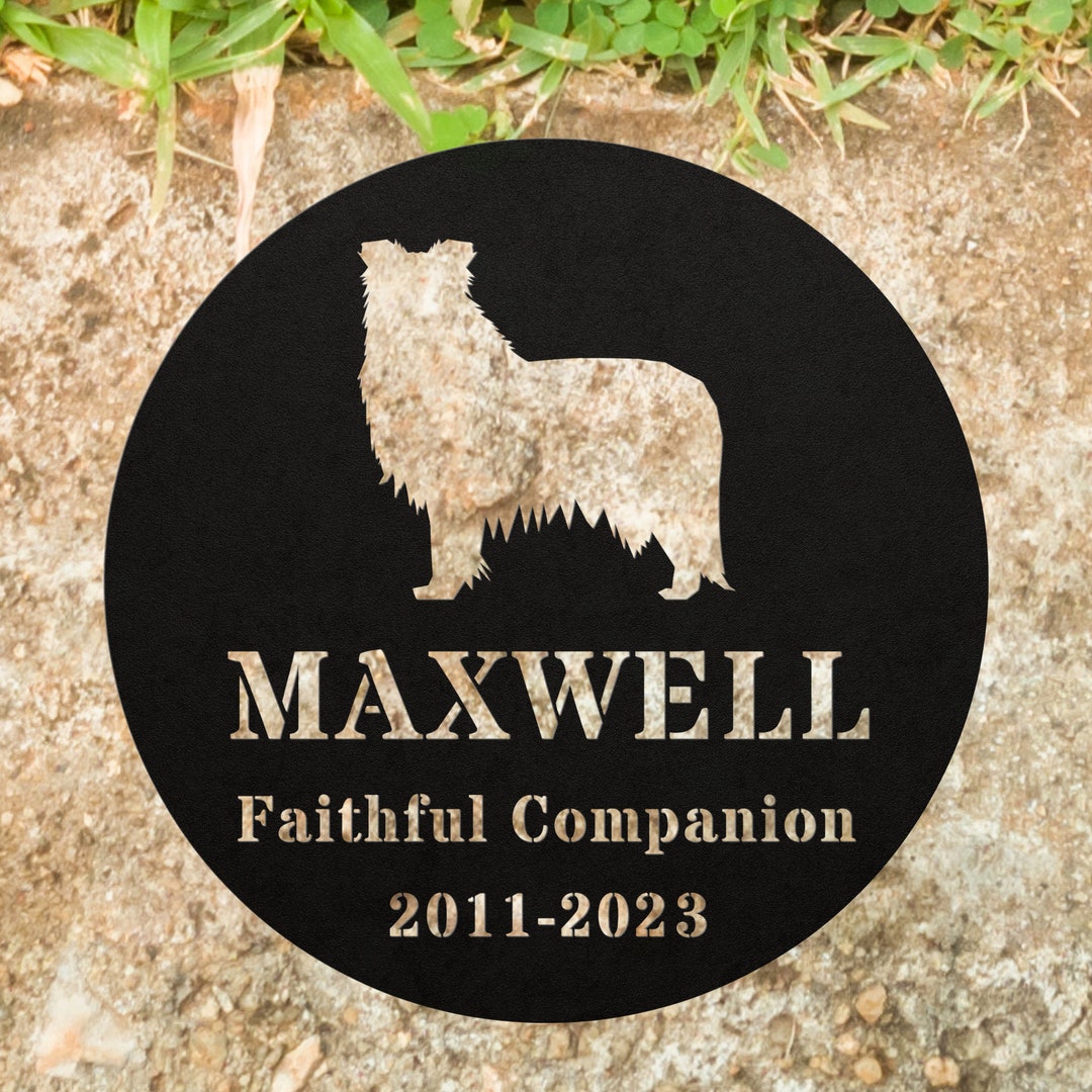 Border Collie Memorial Stone Metal Sign Loss Gift Dog Tombstone Garden ...