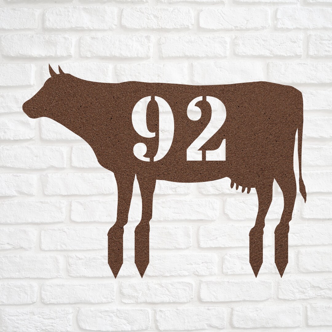 Cow Address House Sign, Cow Metal Address Steel Yard Sign, Cow Statue ...