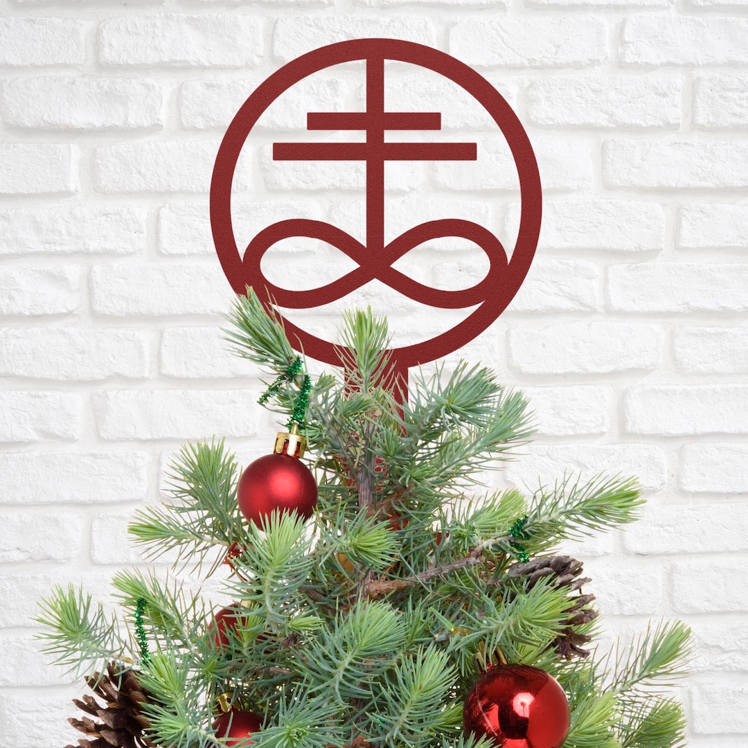 Leviathan Cross Tree Topper Demonic Holiday Home Decor - Red Metal Tree ...