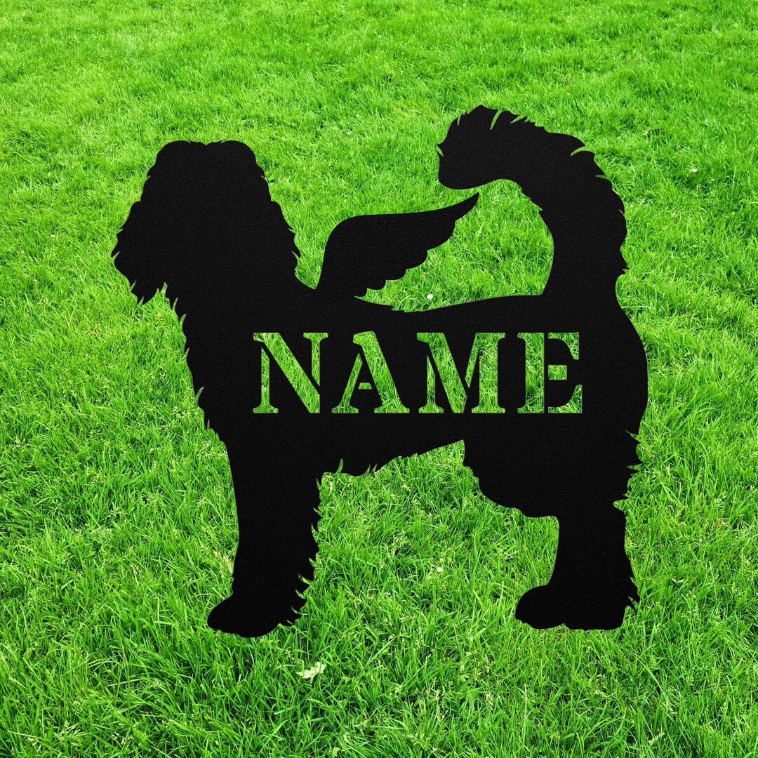 Australian Labradoodle Angel Wings Yard Statue Stake, Australian ...