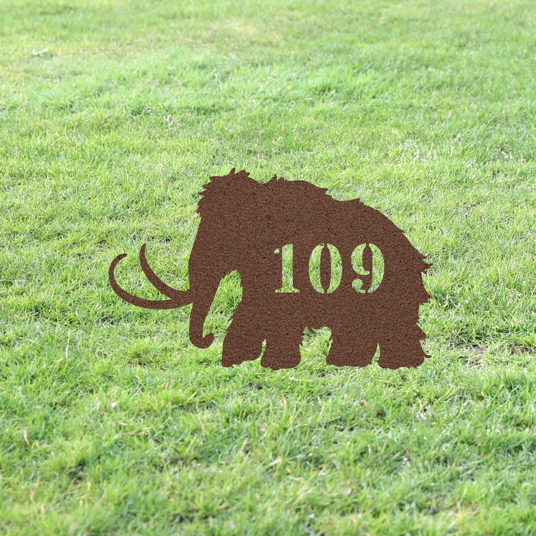 Woolly Mammoth House Number Sign Yard Address Plaque Garden Lawn Stake ...