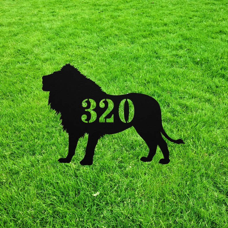 Lion Address House Sign, Lion Metal Address Steel Yard Sign, Lion ...
