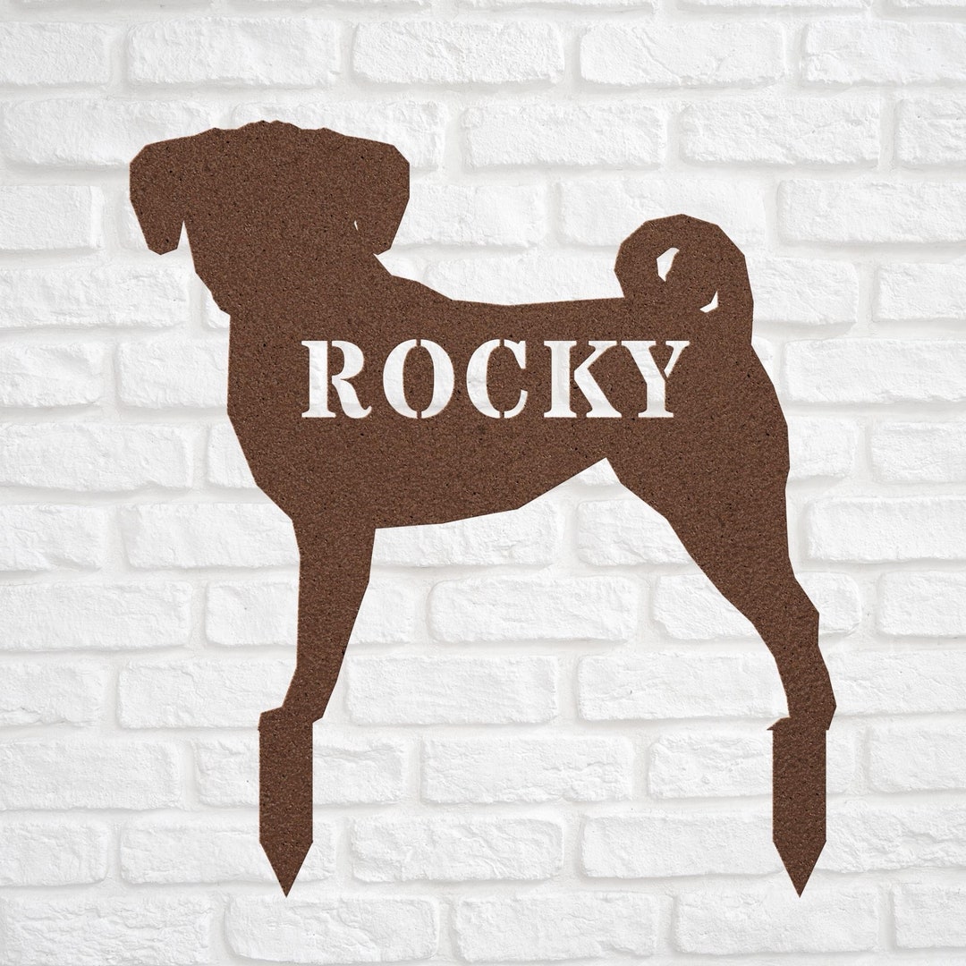 Personalized Puggle Copper Garden Statue Stake, Custom Puggle Outdoor ...