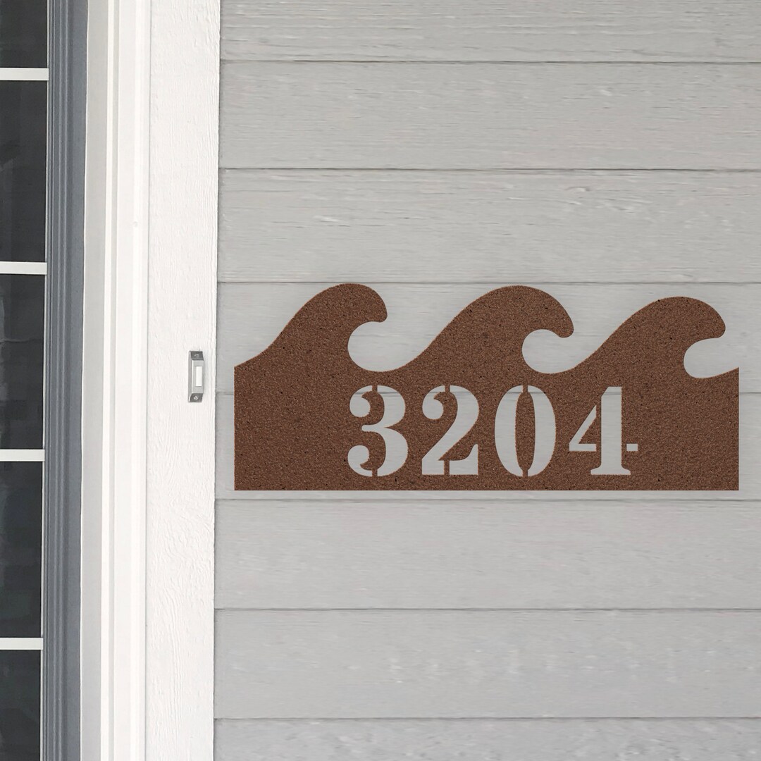 Personalized Ocean Beach Waves Address House Number Sign Surf Metal ...
