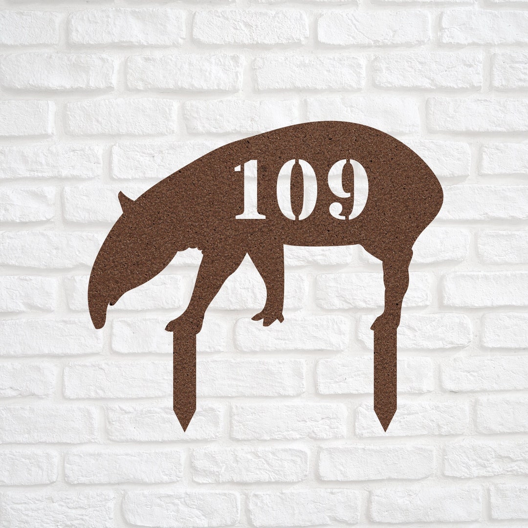 Tapir House Number Sign Yard Address Plaque Garden Lawn Stake Metal ...