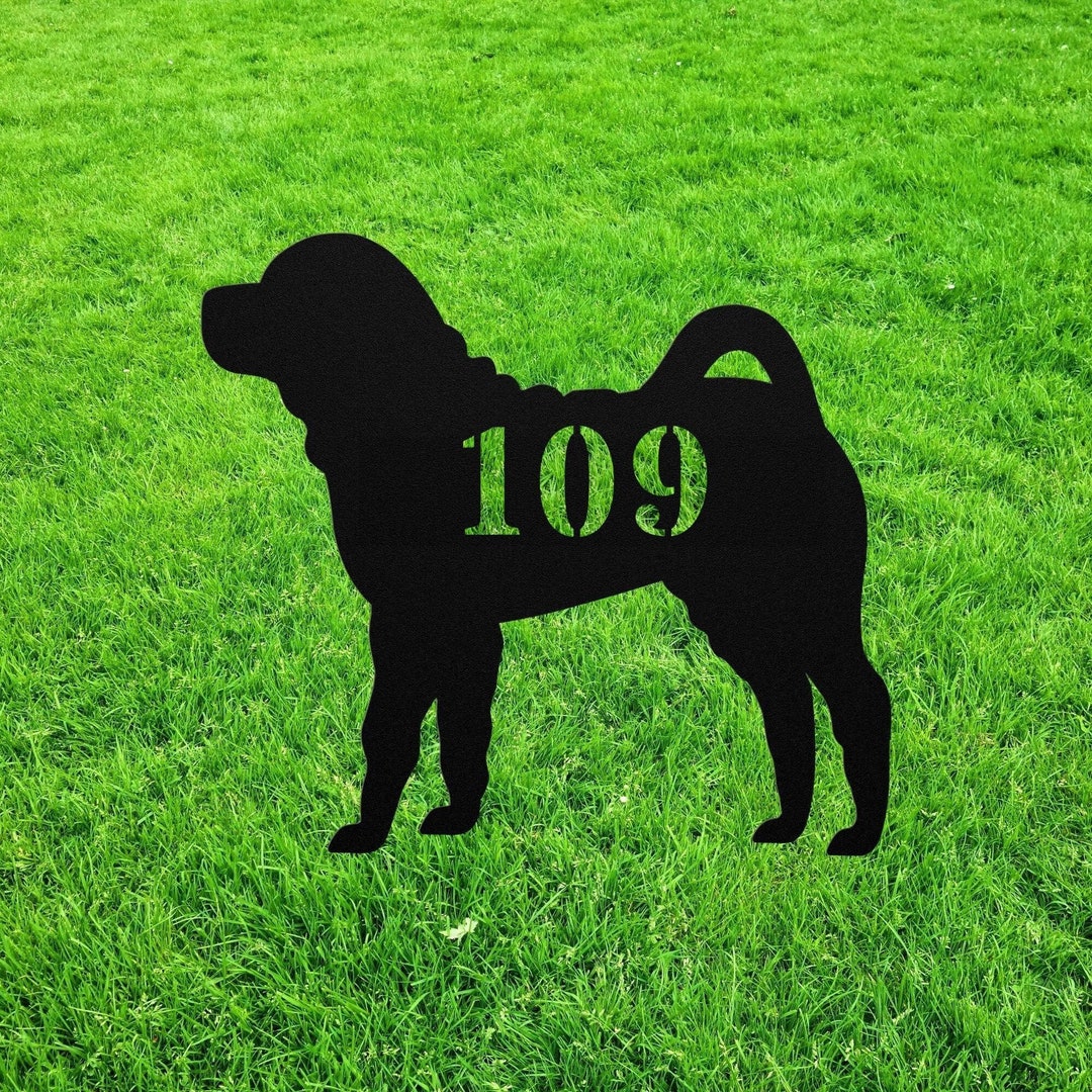 Chinese Shar Pei House Number Sign Yard Address Plaque Garden Lawn ...