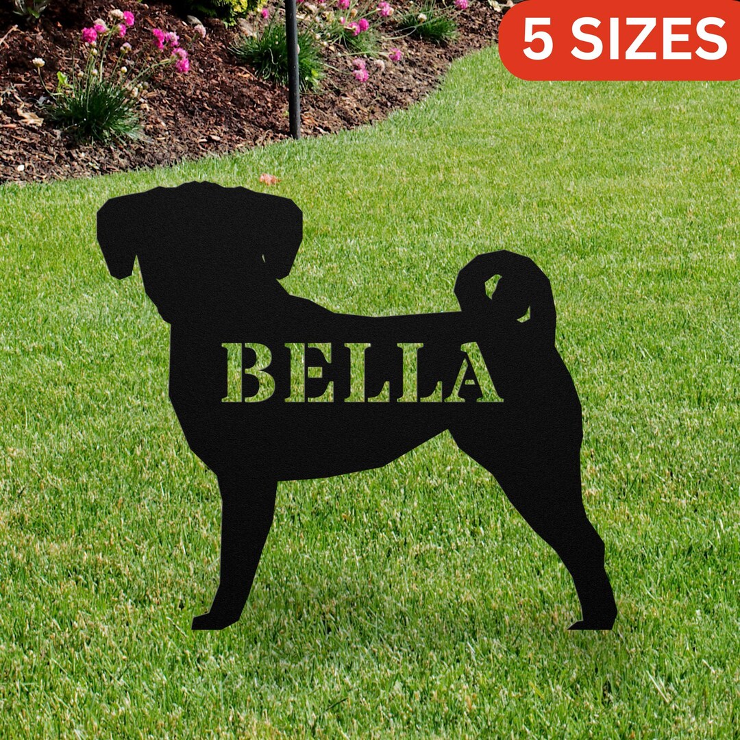 Personalized Puggle Garden Statue Stake, Custom Puggle Outdoor Yard Art ...