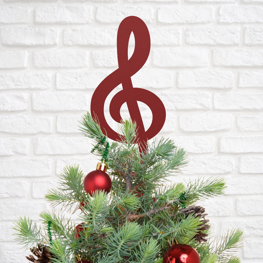 Treble Clef Christmas Tree Topper - Red Metal Tree Topper - Etsy