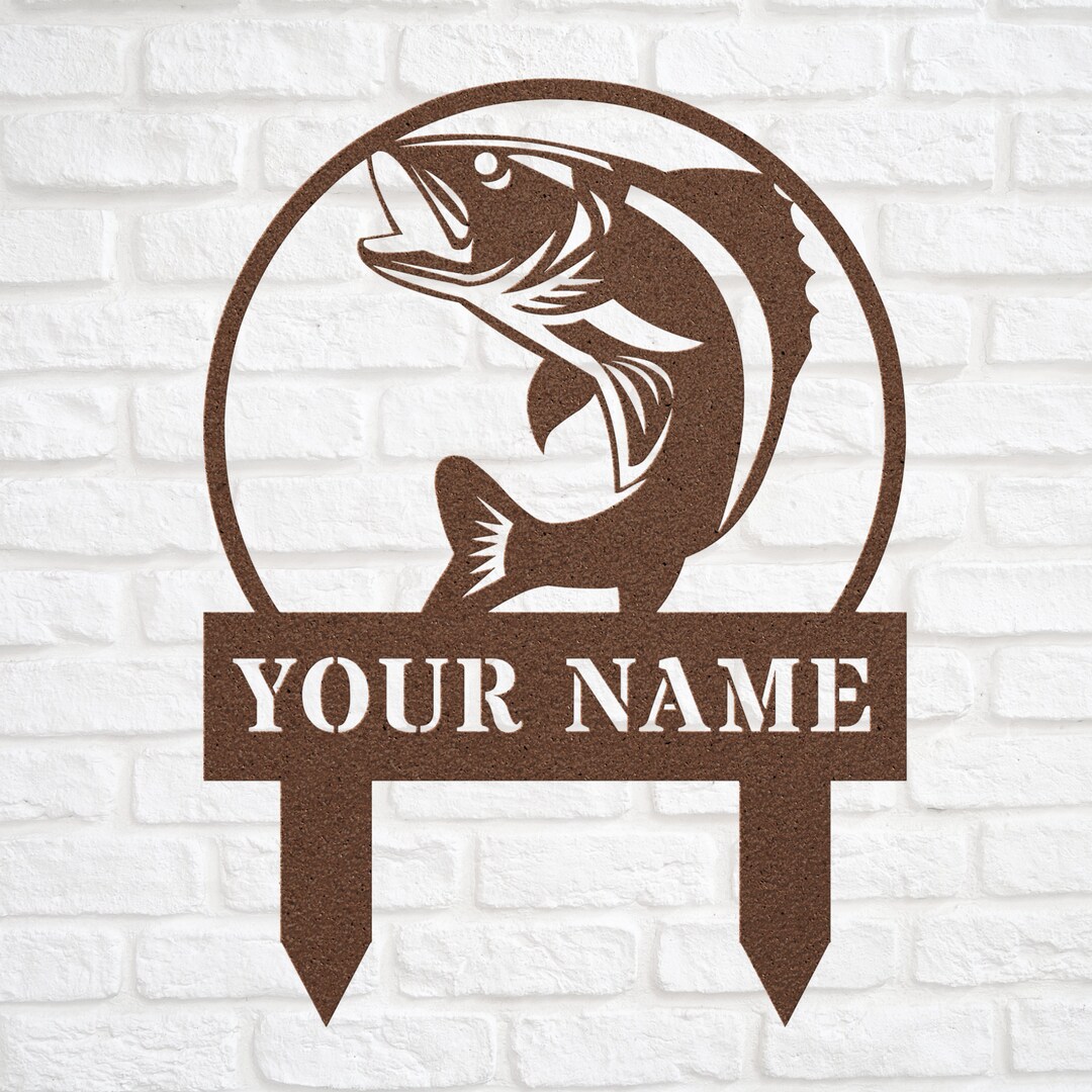Custom Walleye Fish Yard Sign Stake, Personalized Fishing Metal ...