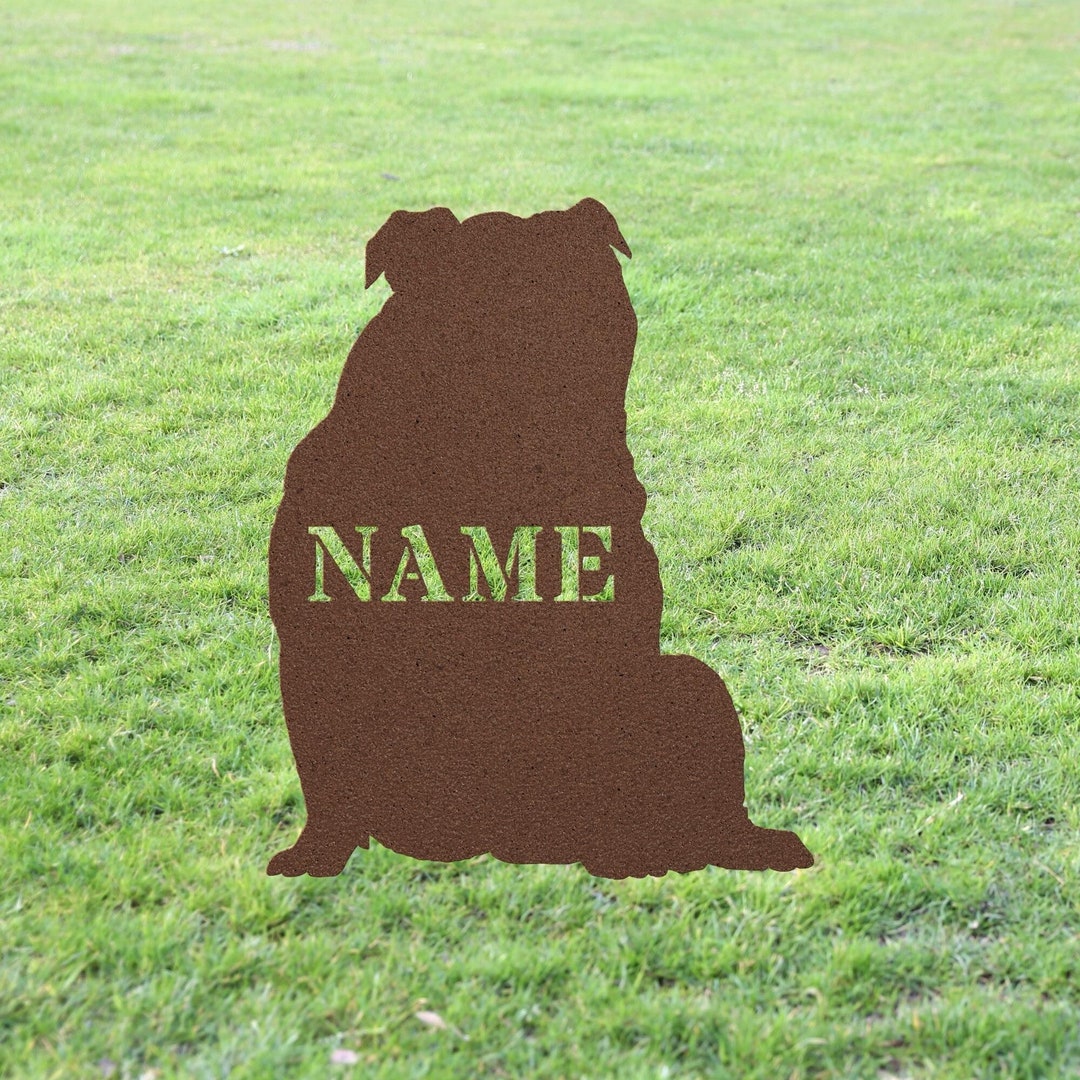 English Bulldog Memorial Copper Stake Loss of Bulldog Wind Chime Heart ...