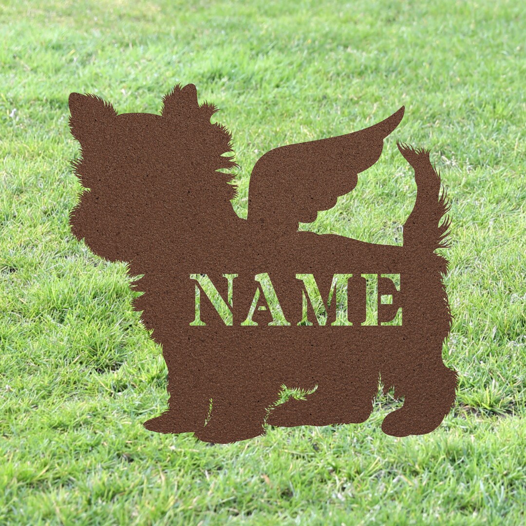 Yorkie Poo Angel Wings Statue Figurine for Garden Stone Memorial ...