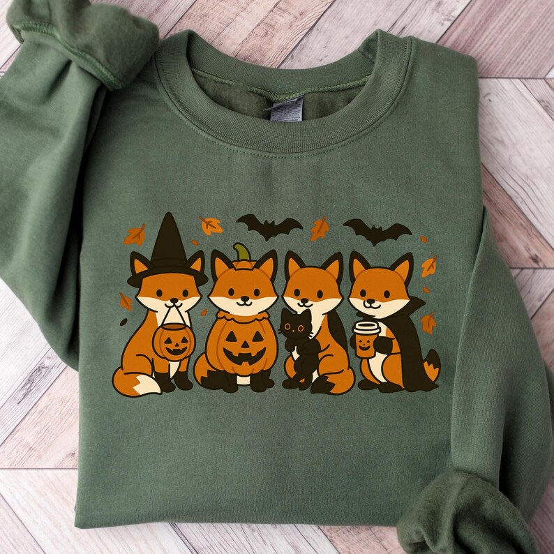 Red Fox Halloween Sweatshirt, Red Fox Fall Sweatshirt Dog Trick or ...