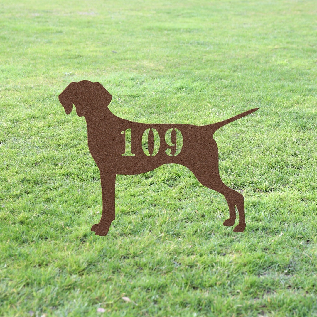 English Pointer House Number Sign Yard Address Plaque Garden Lawn Stake ...