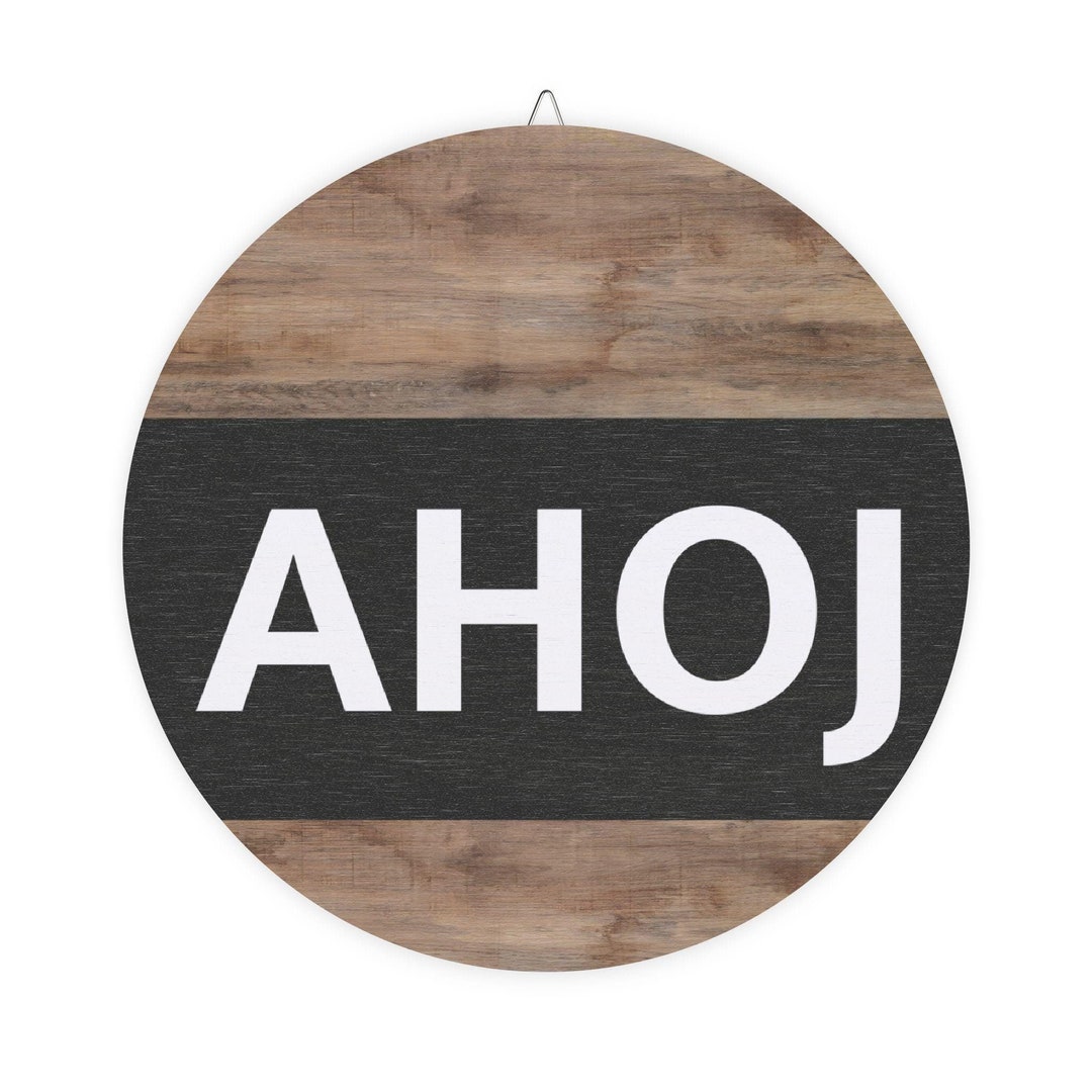 Ahoj Sign Slovak Door Hanger Wood Sign Front Door Wreath Front Door ...