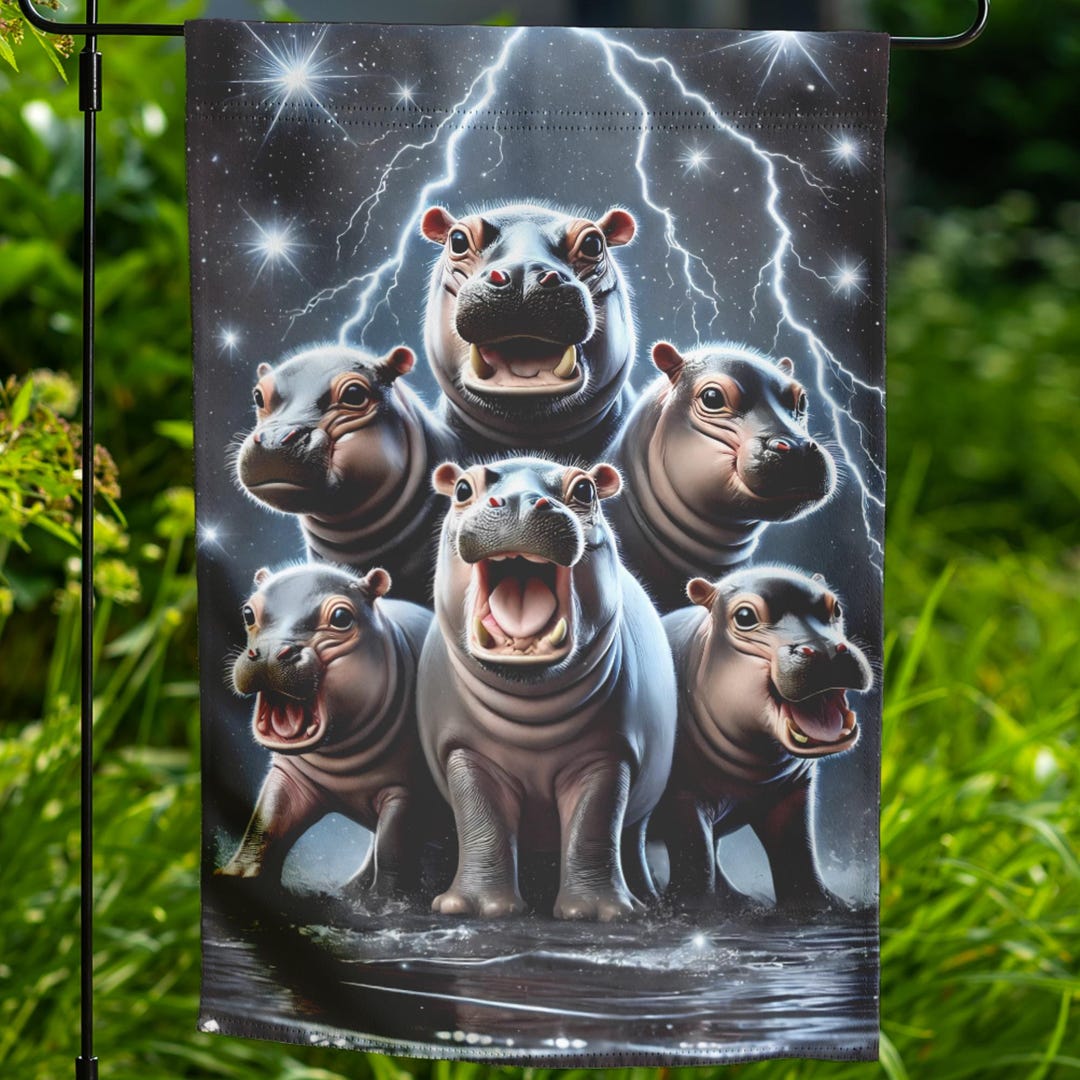 Moo Deng Flag, Funny Baby Hippo Garden Flag, Moo Deng Bootleg Rap Yard ...