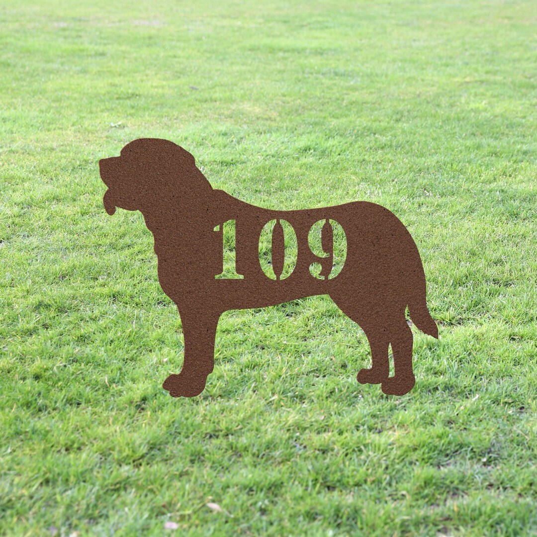 English Mastiff House Number Sign Yard Address Plaque Garden Lawn Stake ...