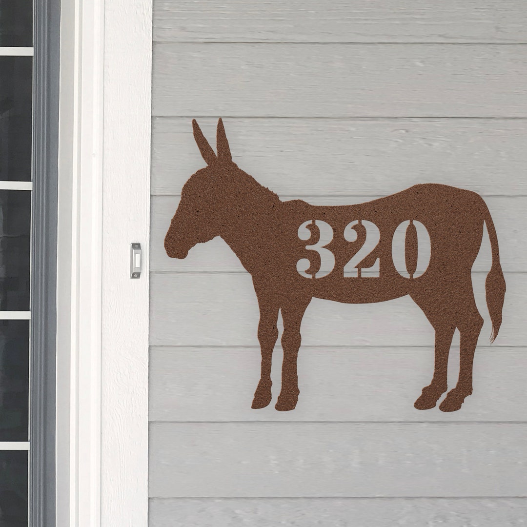 Personalized Donkey Address House Number Sign, Donkey Metal Wall Art ...