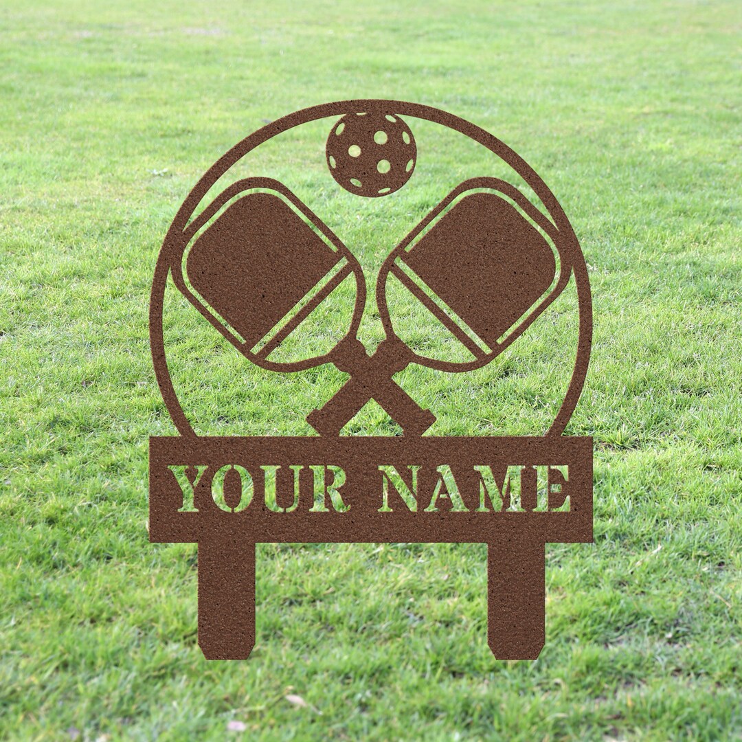 Pickleball Metal Yard Art Address Sign, Metal Custom Pickleball Sign ...
