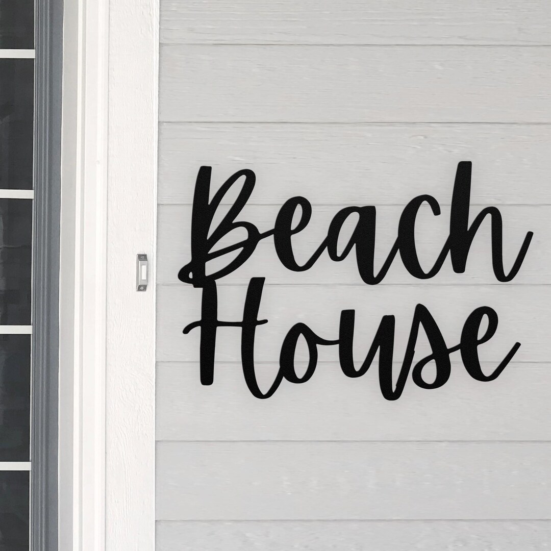 Beach House Sign, Your Name Home Sign, Blue Metal Cabin Home Decor ...