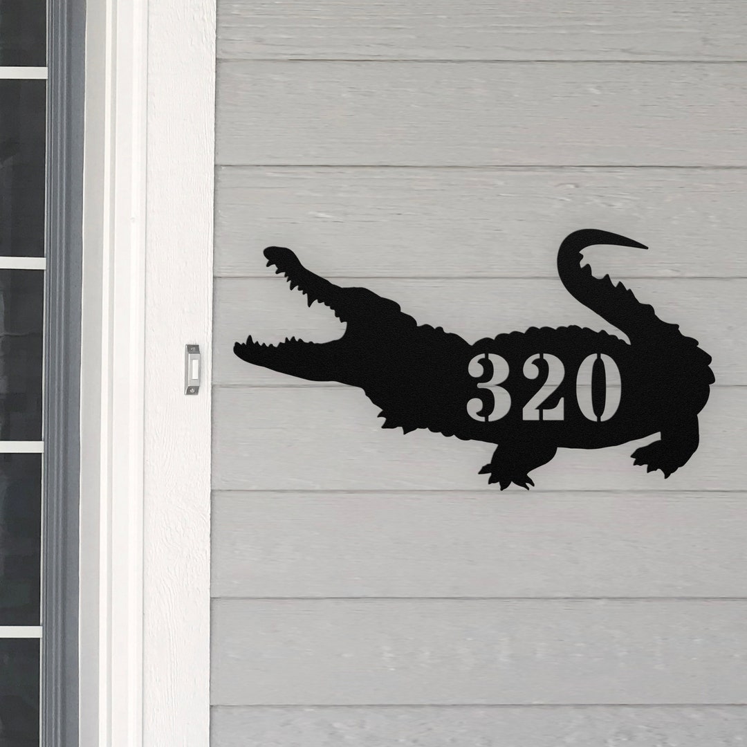 Personalized Alligator Address House Number Sign Metal Wall Art, Custom ...