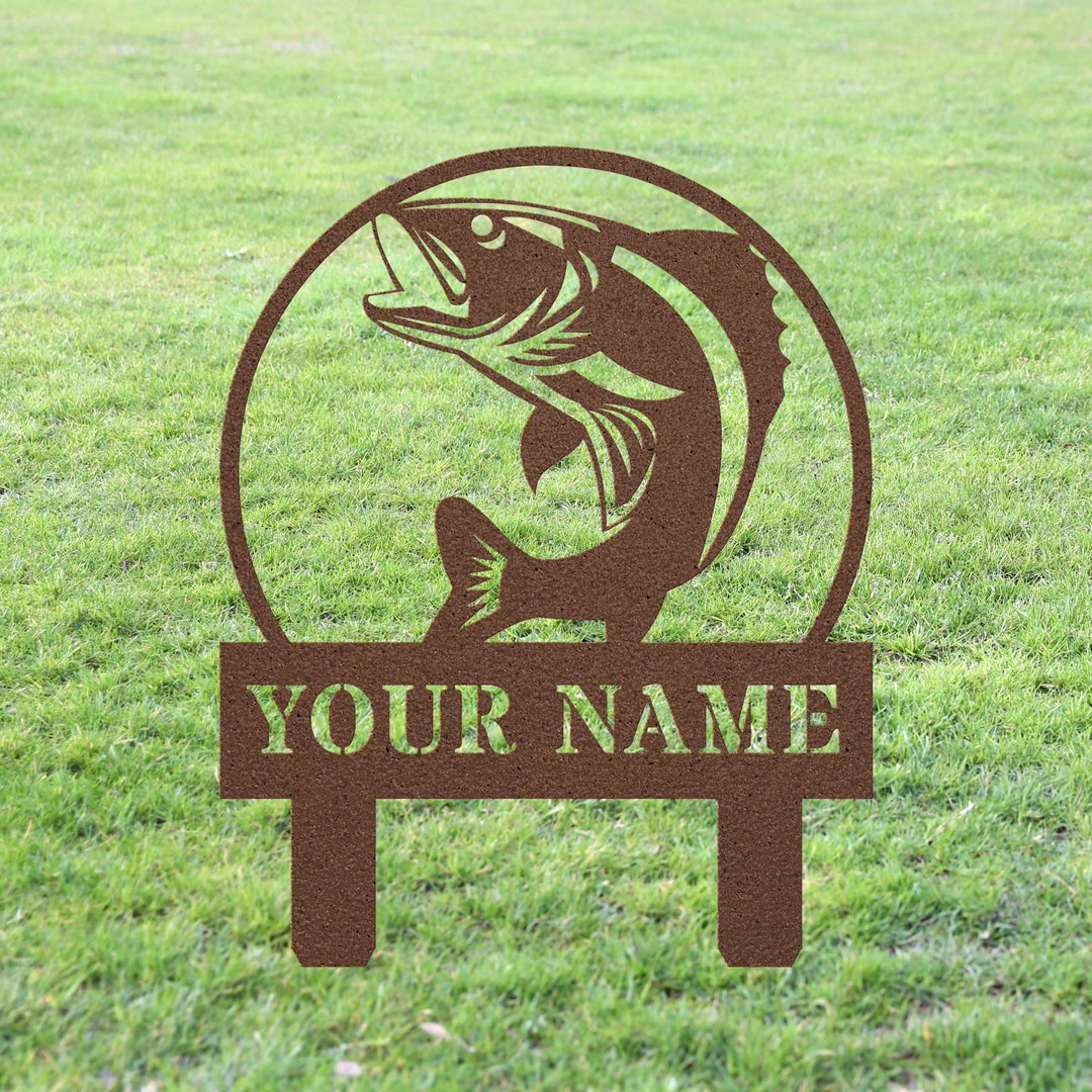 Custom Walleye Fish Yard Sign Stake, Personalized Fishing Metal ...