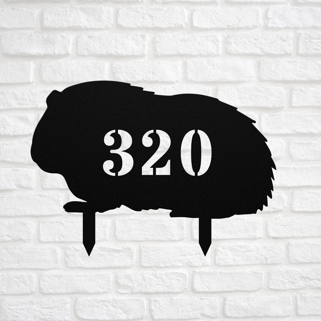 Guinea Pig House Number Sign Yard Address Plaque Garden Lawn Stake ...