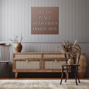 Place Deliveries Inside Box Metal Sign Wall Art Front Porch Sign ...