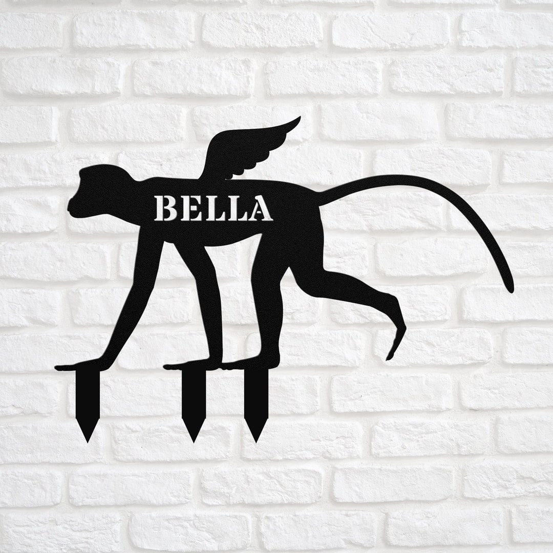 Monkey Angel Wings Garden Statue Stake, Custom Monkey Outdoor Yard Art ...